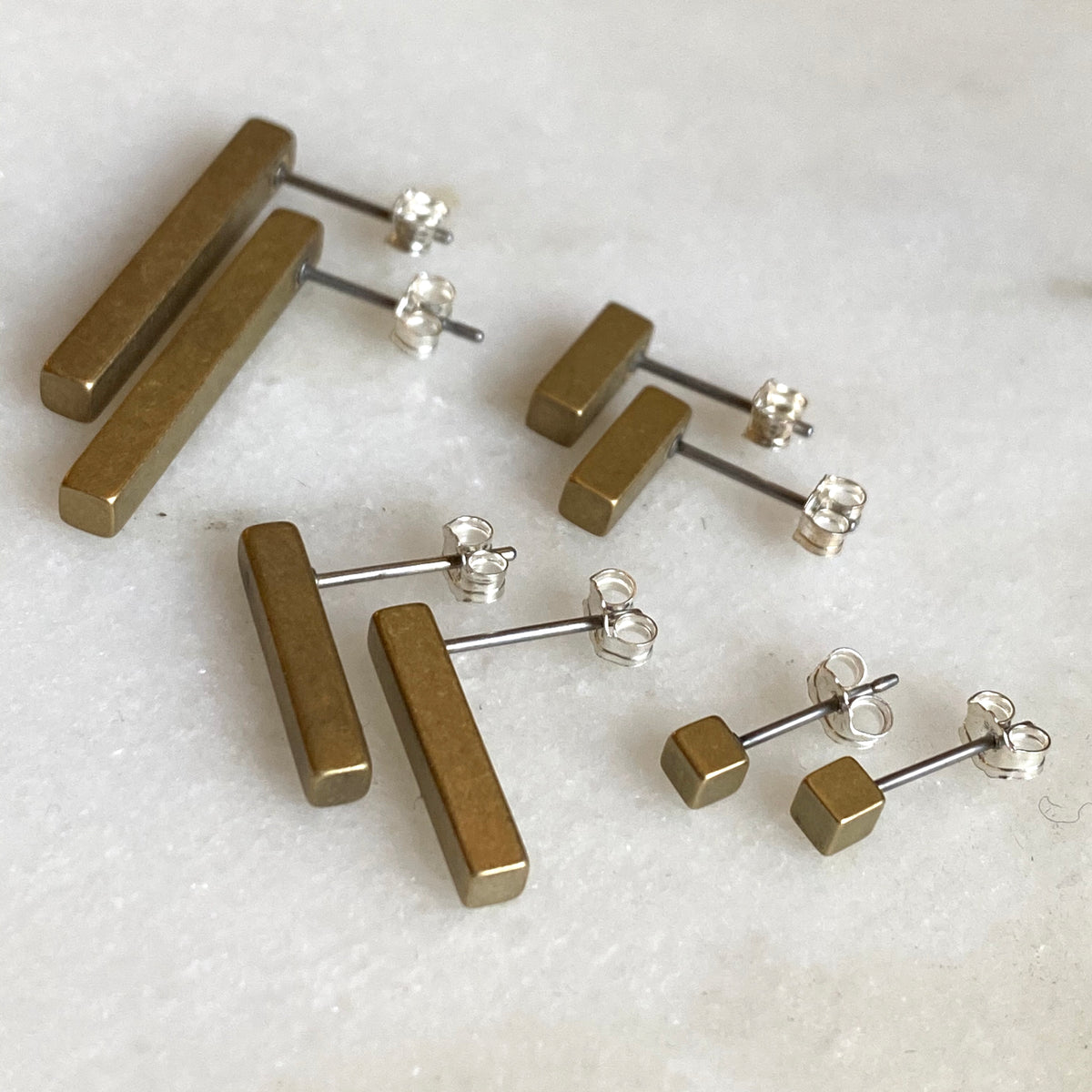 GEO Brass Geometric shape earrings, Bars – Thea Grant