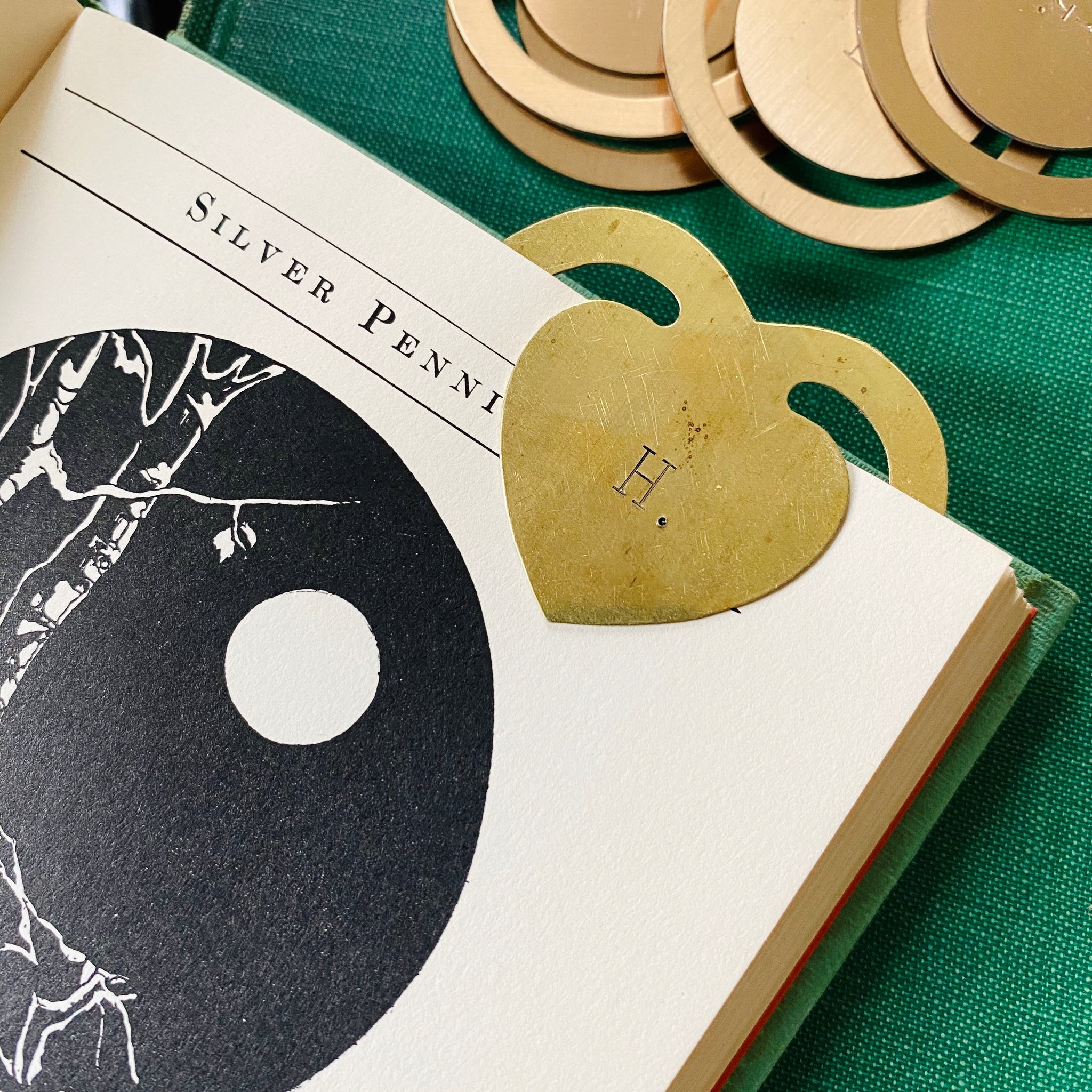 Vintage Brass Circle or Heart Bookmarks, Initialed or Custom Engraved ...